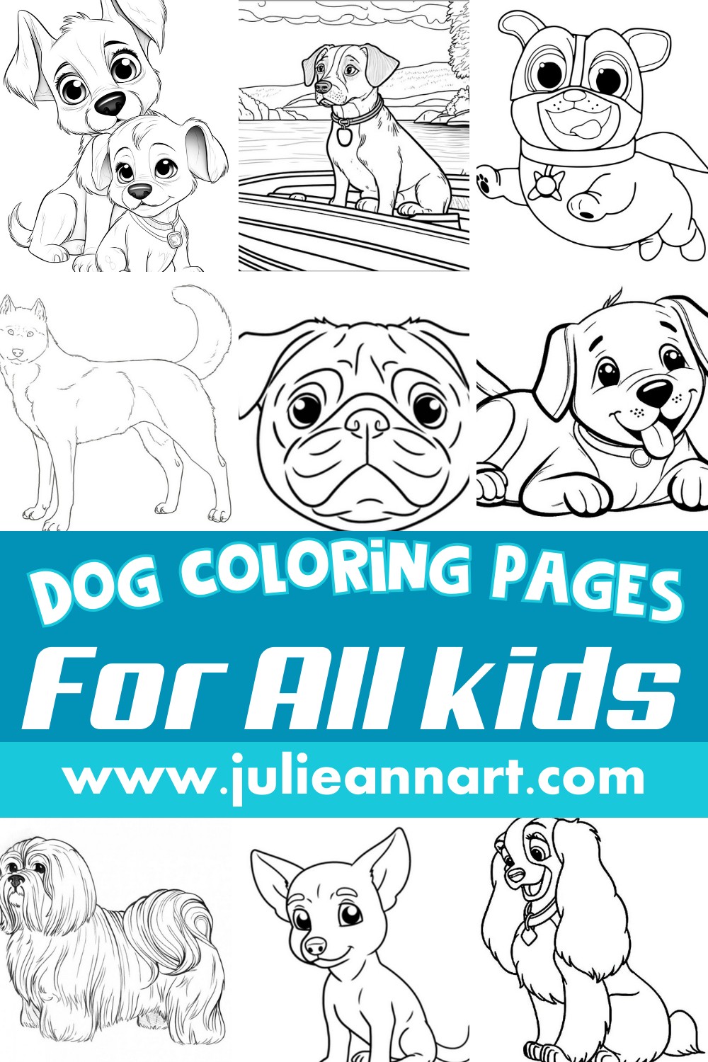 11 Dog Coloring Pages For All kids - Julie Ann Art