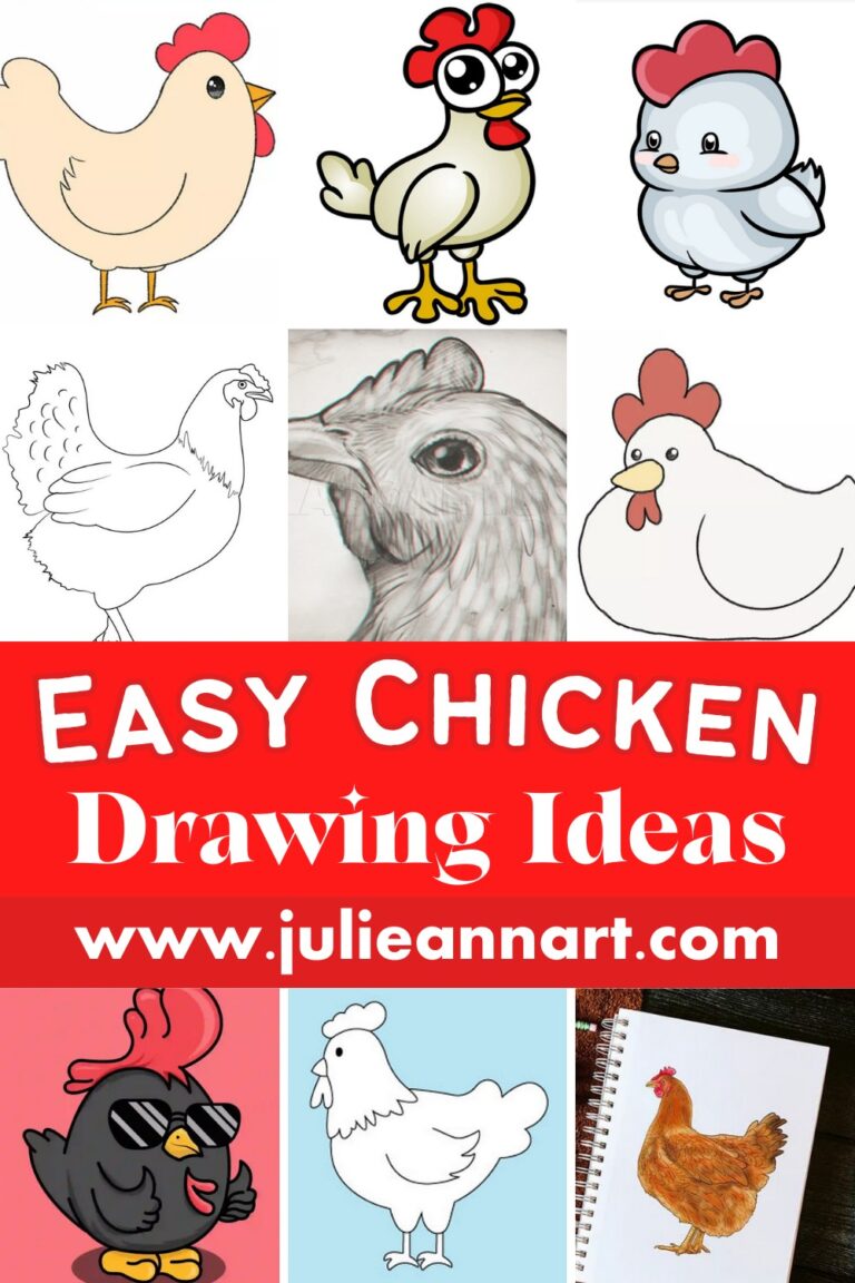 18 Easy Chicken Drawing Ideas - How To Draw Hen - Julie Ann Art