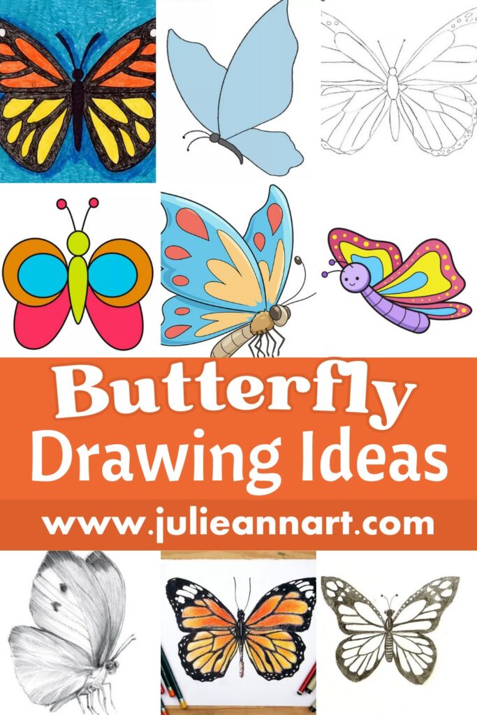 20 Simple Butterfly Drawing Ideas- How To Draw Butterfly - Julie Ann Art