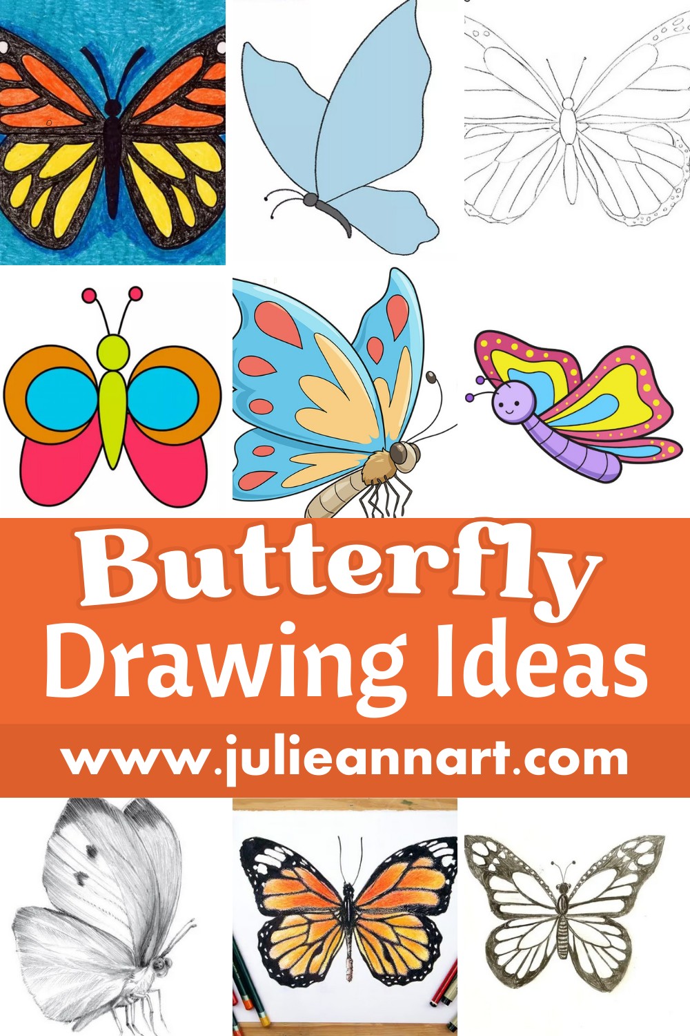 20 Simple Butterfly Drawing Ideas- How To Draw Butterfly - Julie Ann Art