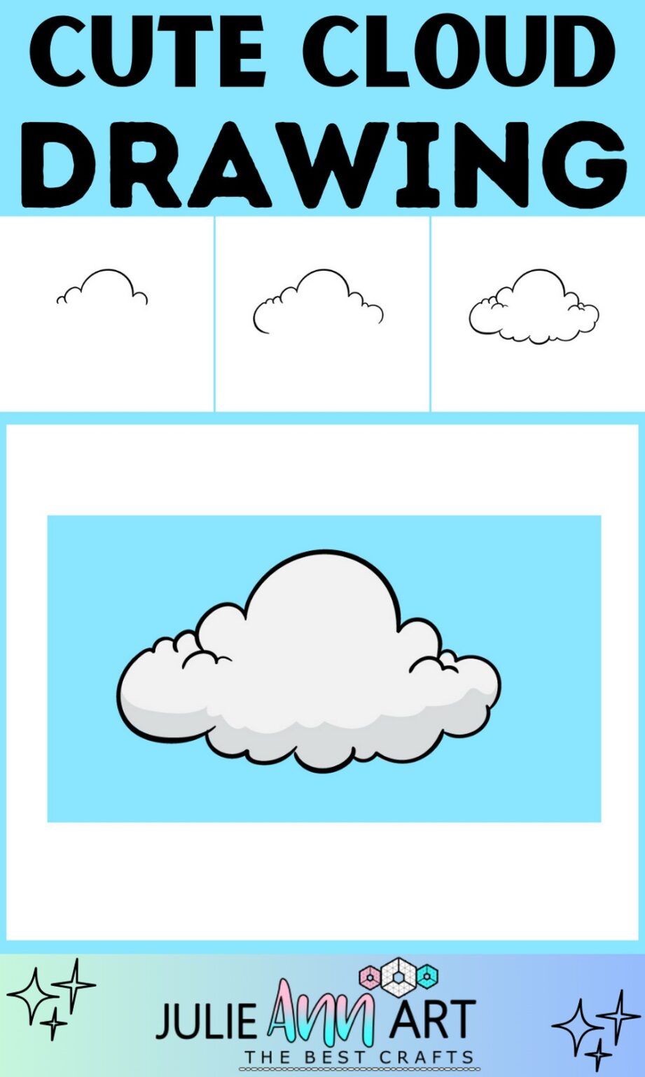 27 Cloud Drawing Ideas In Any Shape - Cute Cloud Drawings - Julie Ann Art