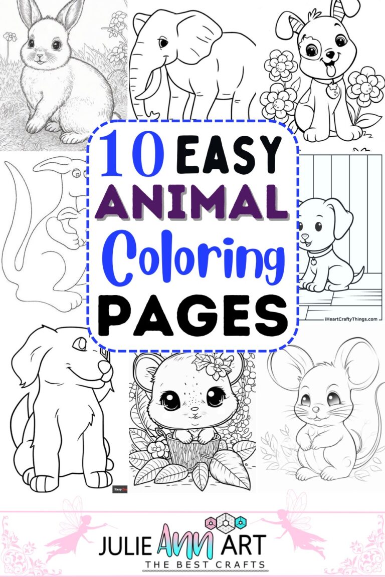 10 Easy Animal Coloring Pages- Free Printables - Julie Ann Art