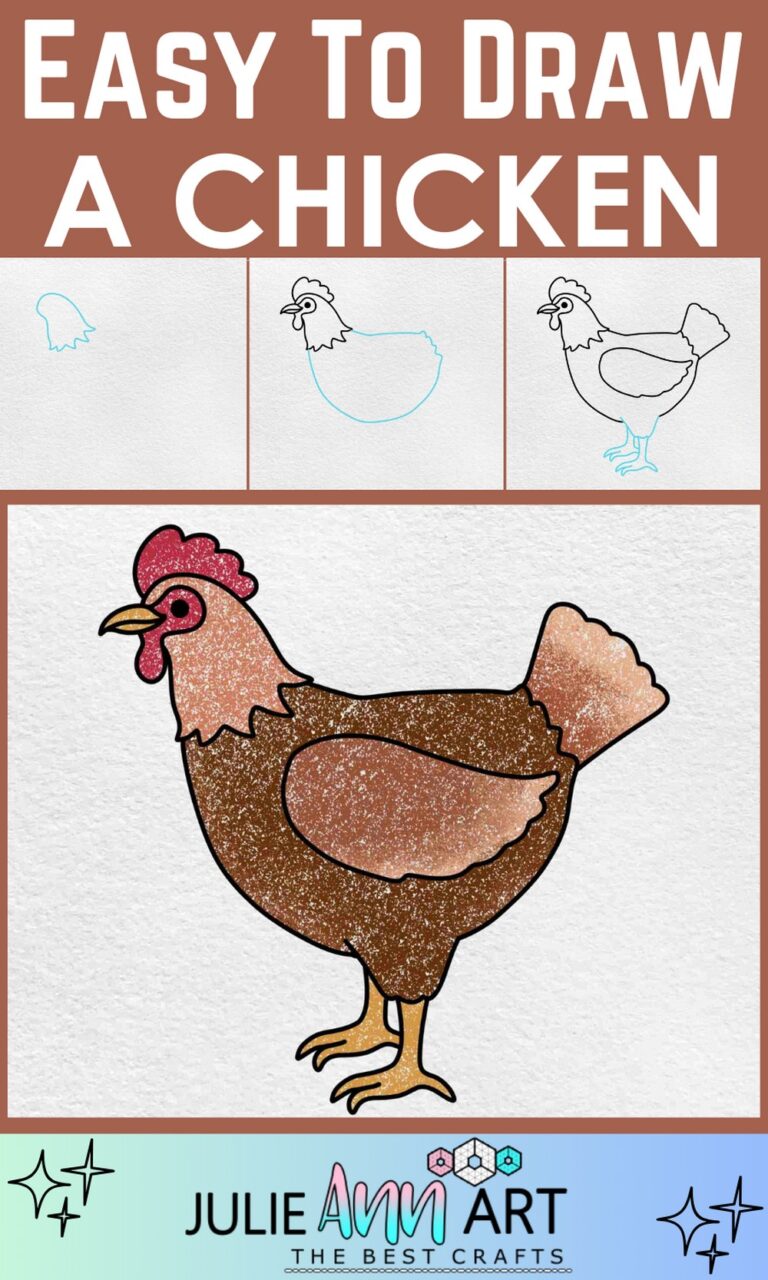 18 Easy Chicken Drawing Ideas - How To Draw Hen - Julie Ann Art
