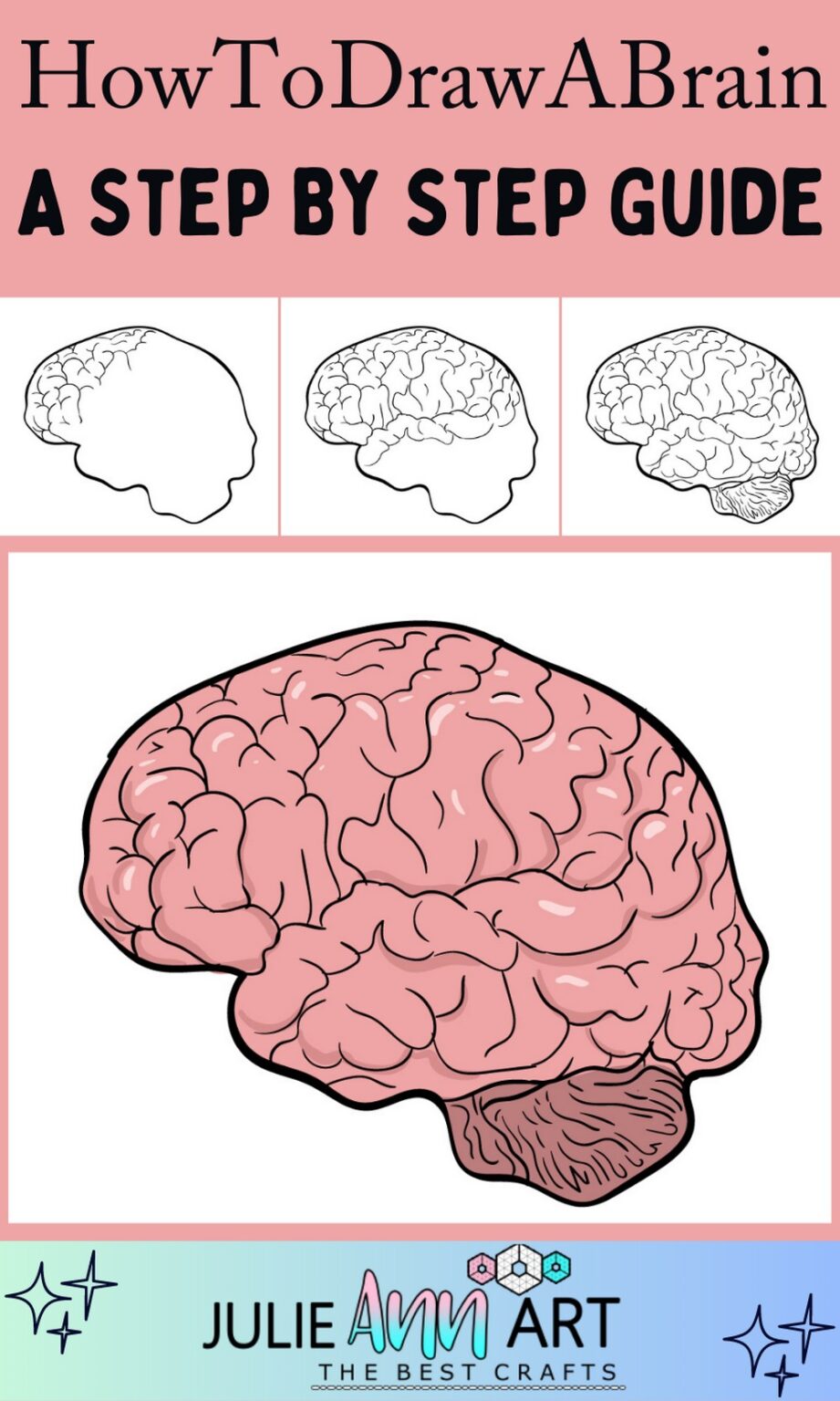 12 Easy Brain Drawings With Step by Step Guides - Julie Ann Art