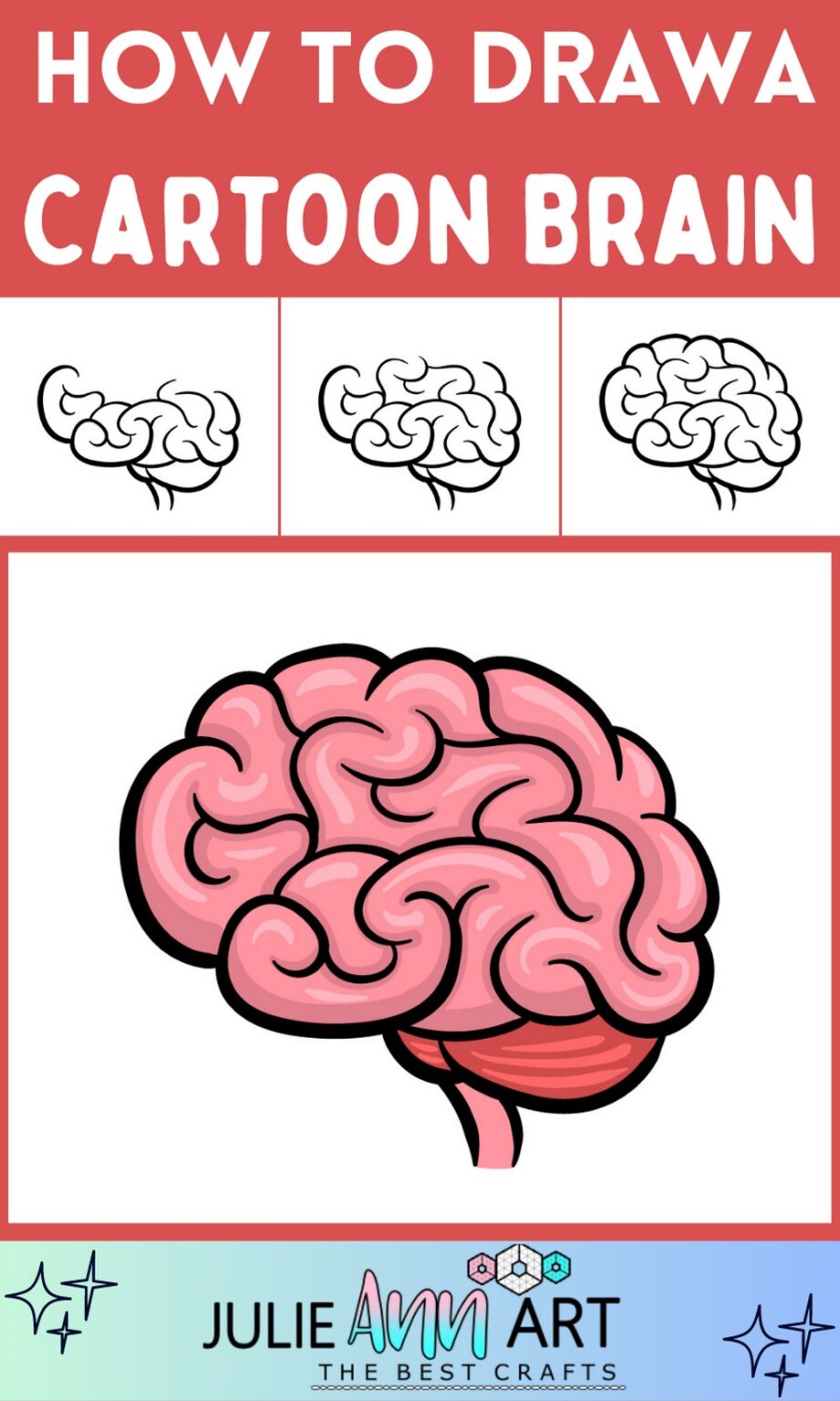 12 Easy Brain Drawings With Step by Step Guides - Julie Ann Art