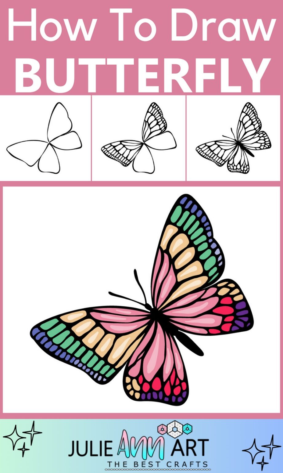 20 Simple Butterfly Drawing Ideas- How To Draw Butterfly - Julie Ann Art