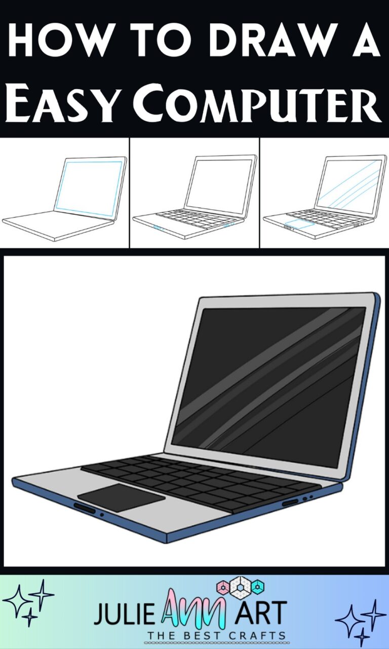 14 Easy Computer Drawing Ideas - How To Draw Computer - Julie Ann Art