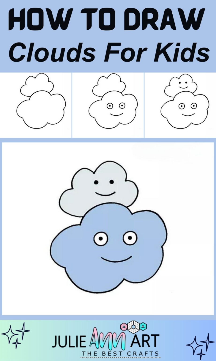 27 Cloud Drawing Ideas In Any Shape - Cute Cloud Drawings - Julie Ann Art