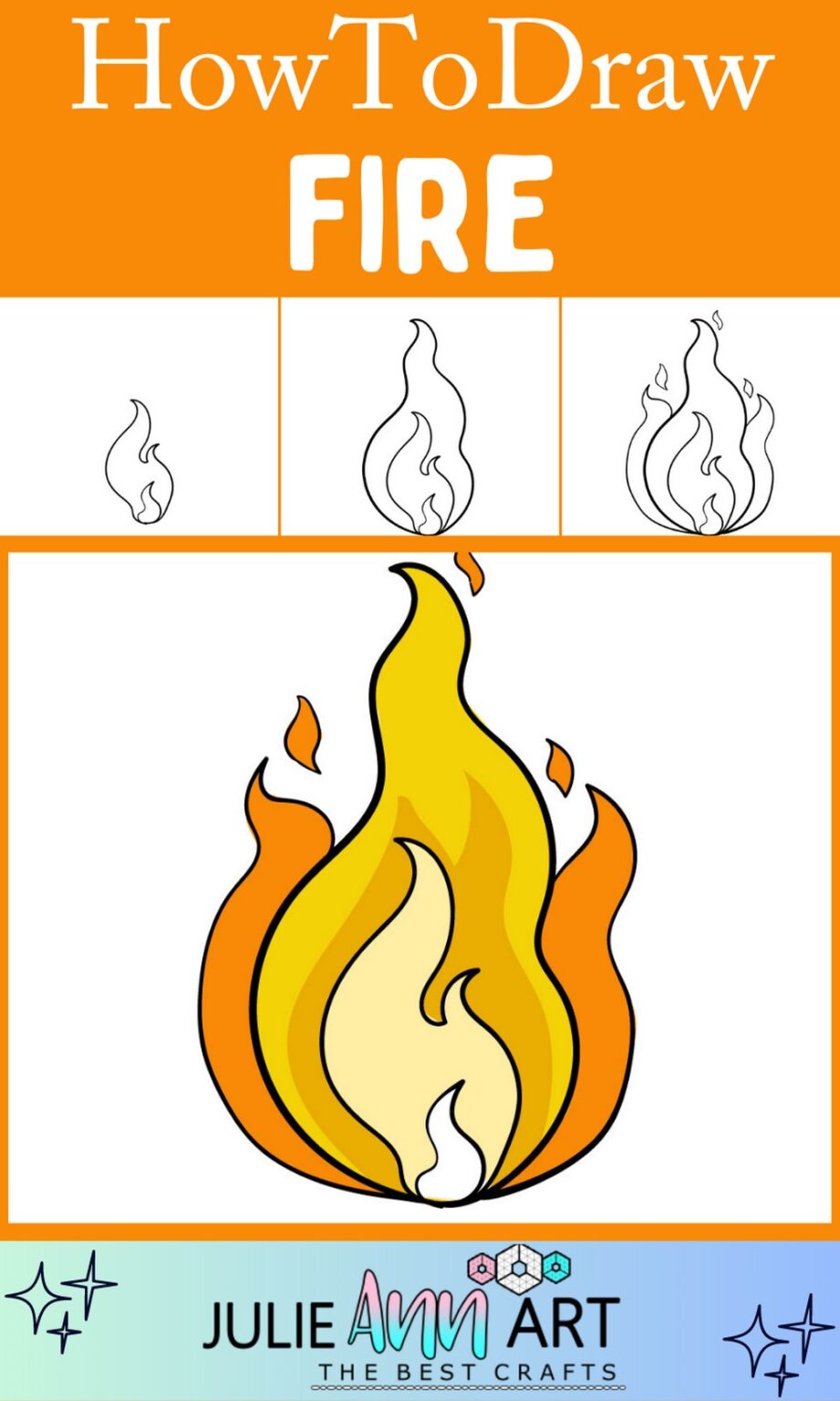 11 Easy Fire Drawing Ideas - How To Draw Fire - Julie Ann Art