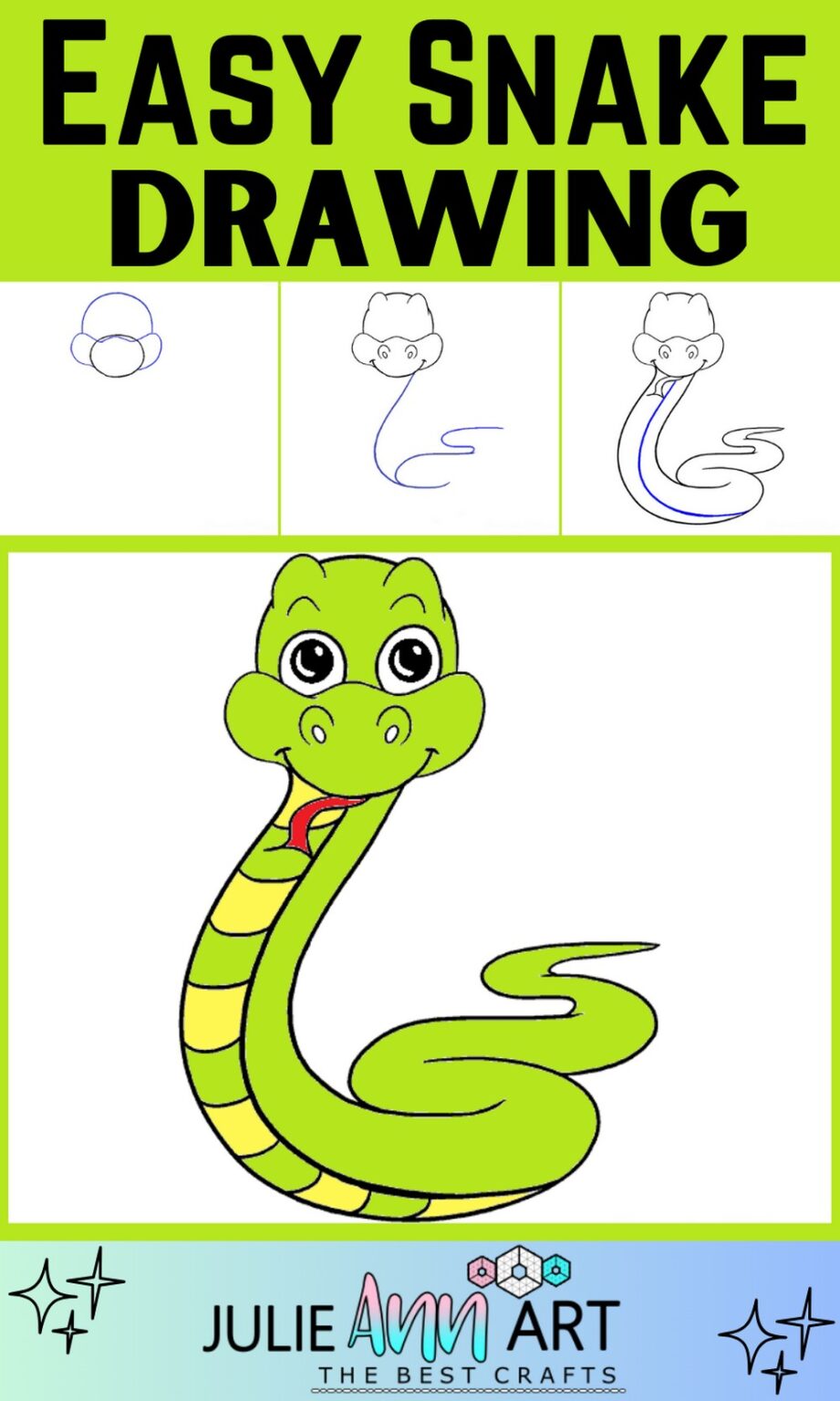 26 Easy Snake Drawing Ideas For Reptile Lovers - Julie Ann Art