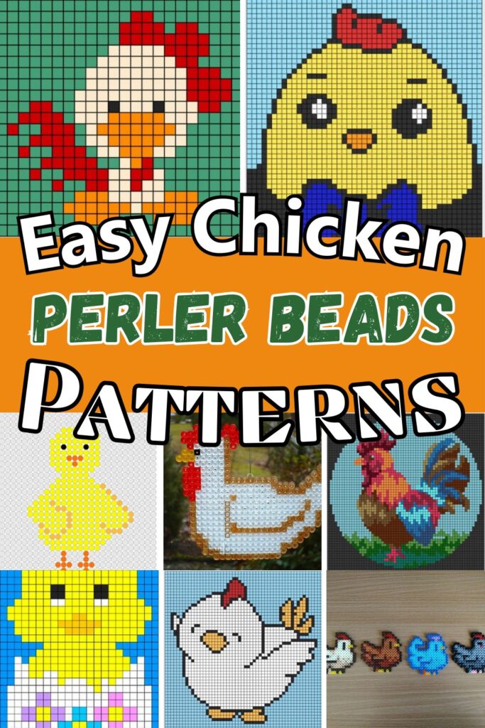 11 Easy Chicken Perler Beads Patterns For Kids - Julie Ann Art
