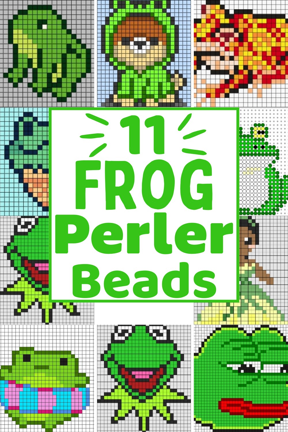 11 Easy Frog Perler Beads Patterns For Kids - Julie Ann Art