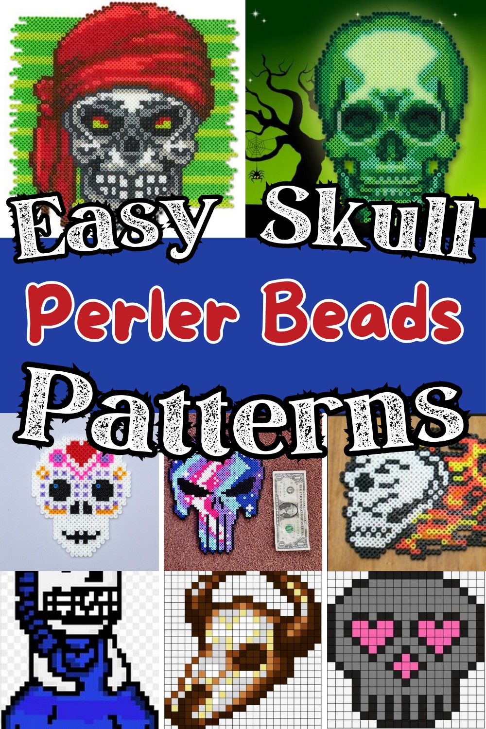 13 Easy Skull Perler Beads Patterns For Beginners - Julie Ann Art