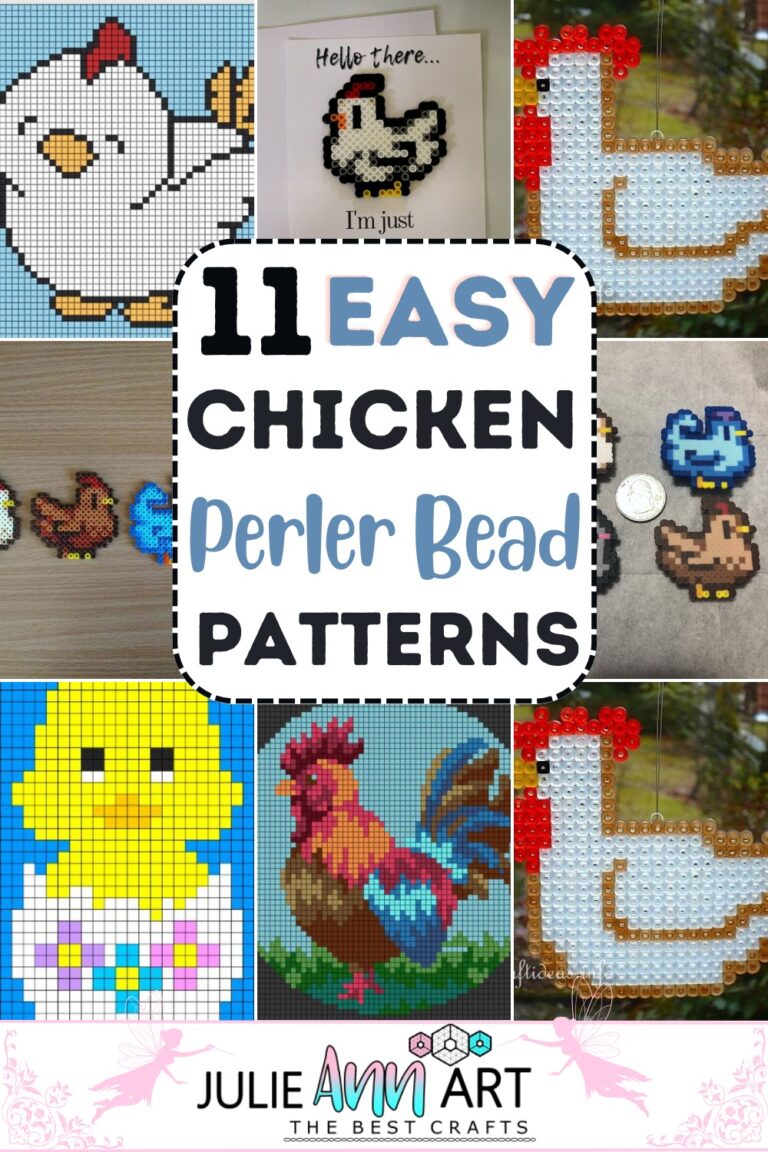 11 Easy Chicken Perler Beads Patterns For Kids - Julie Ann Art
