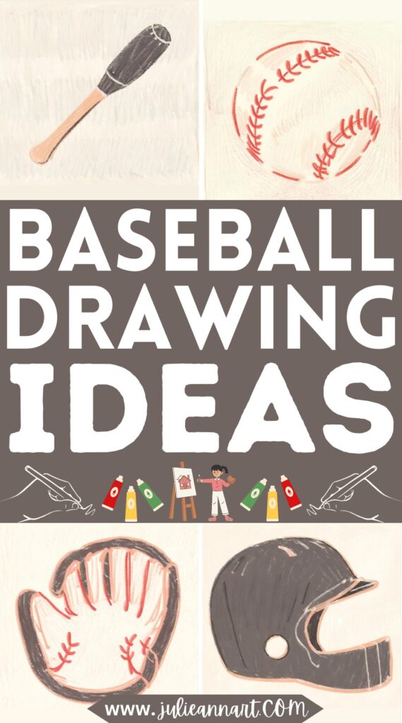 8 Baseball Drawing With All The Related Stuff - Julie Ann Art