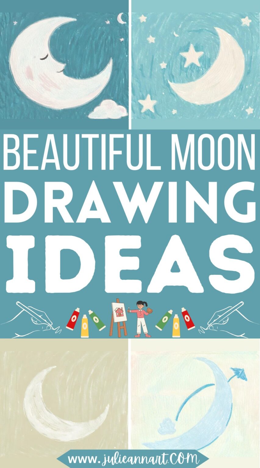 10 Beautiful Moon Drawing Ideas - Julie Ann Art