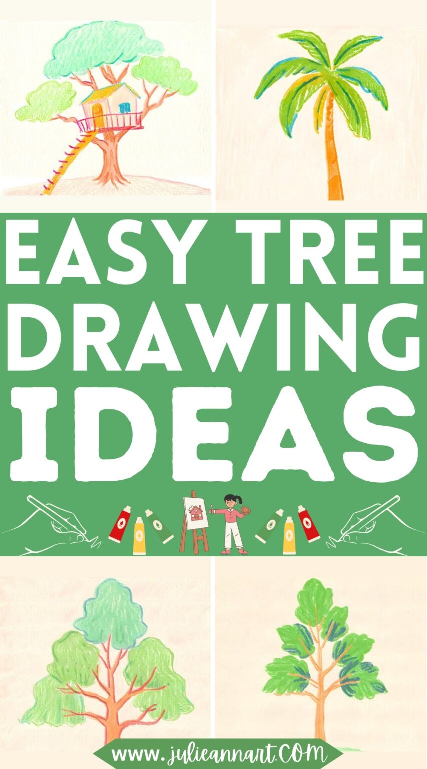 10 Easy Tree Drawing Ideas For Everyone - Julie Ann Art