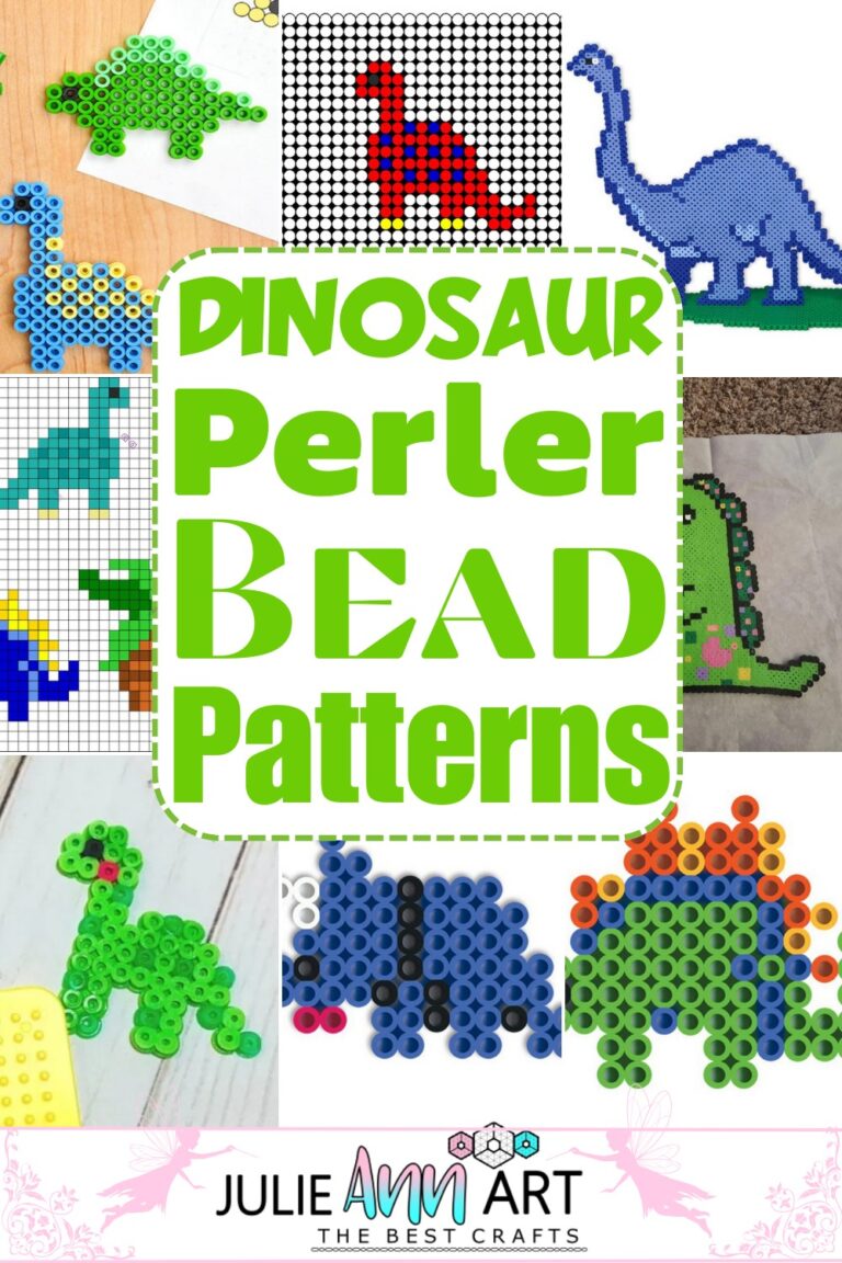 10 Dinosaur Perler Beads Patterns In Fun Colors - Julie Ann Art