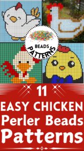 11 Easy Chicken Perler Beads Patterns For Kids - Julie Ann Art