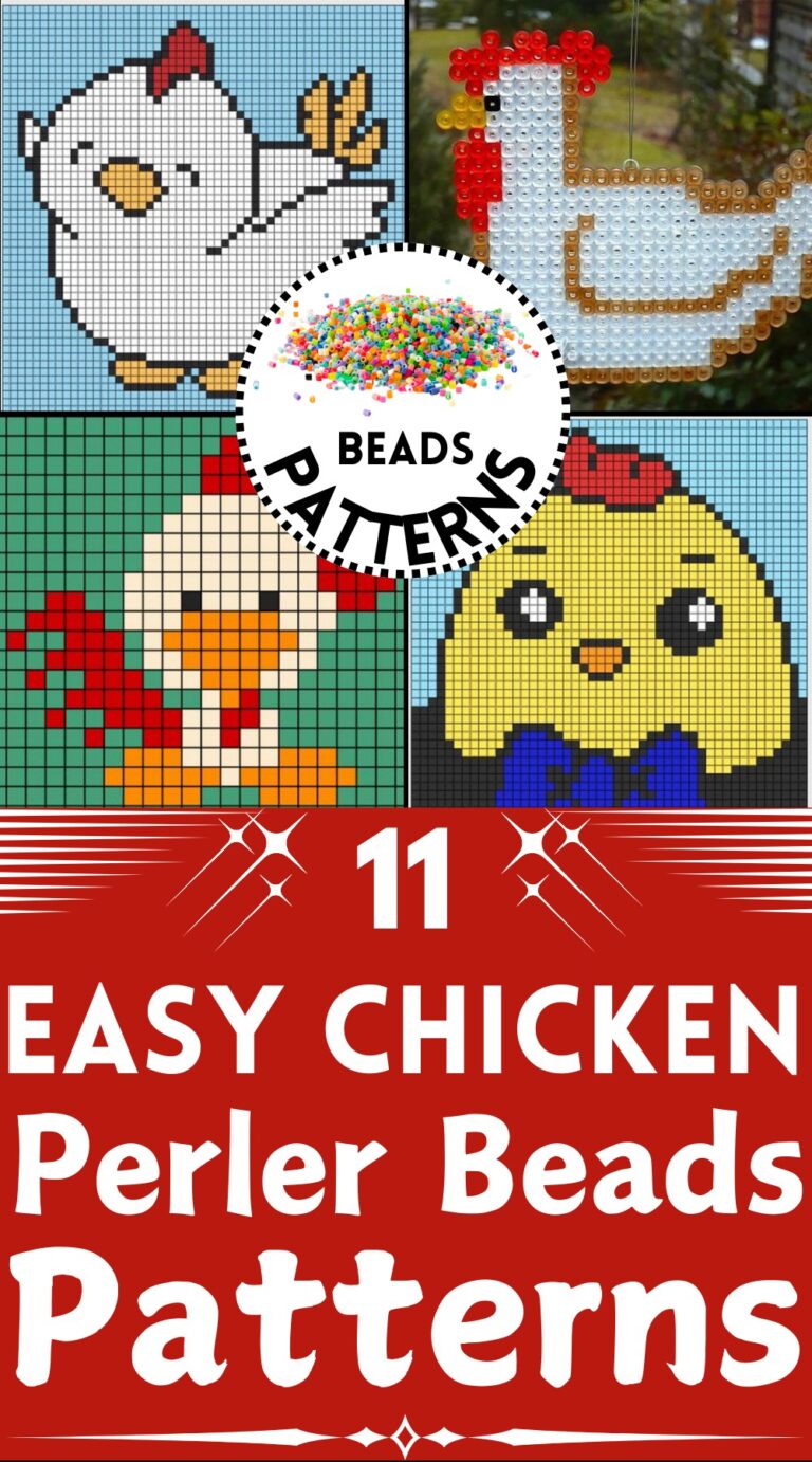 11 Easy Chicken Perler Beads Patterns For Kids - Julie Ann Art