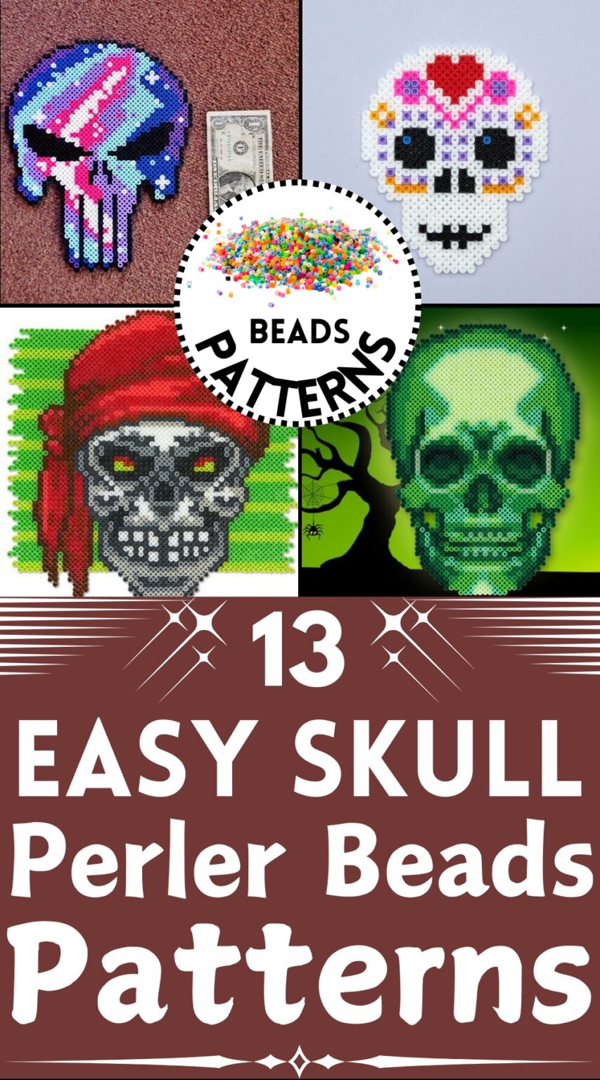 13 Easy Skull Perler Beads Patterns For Beginners - Julie Ann Art