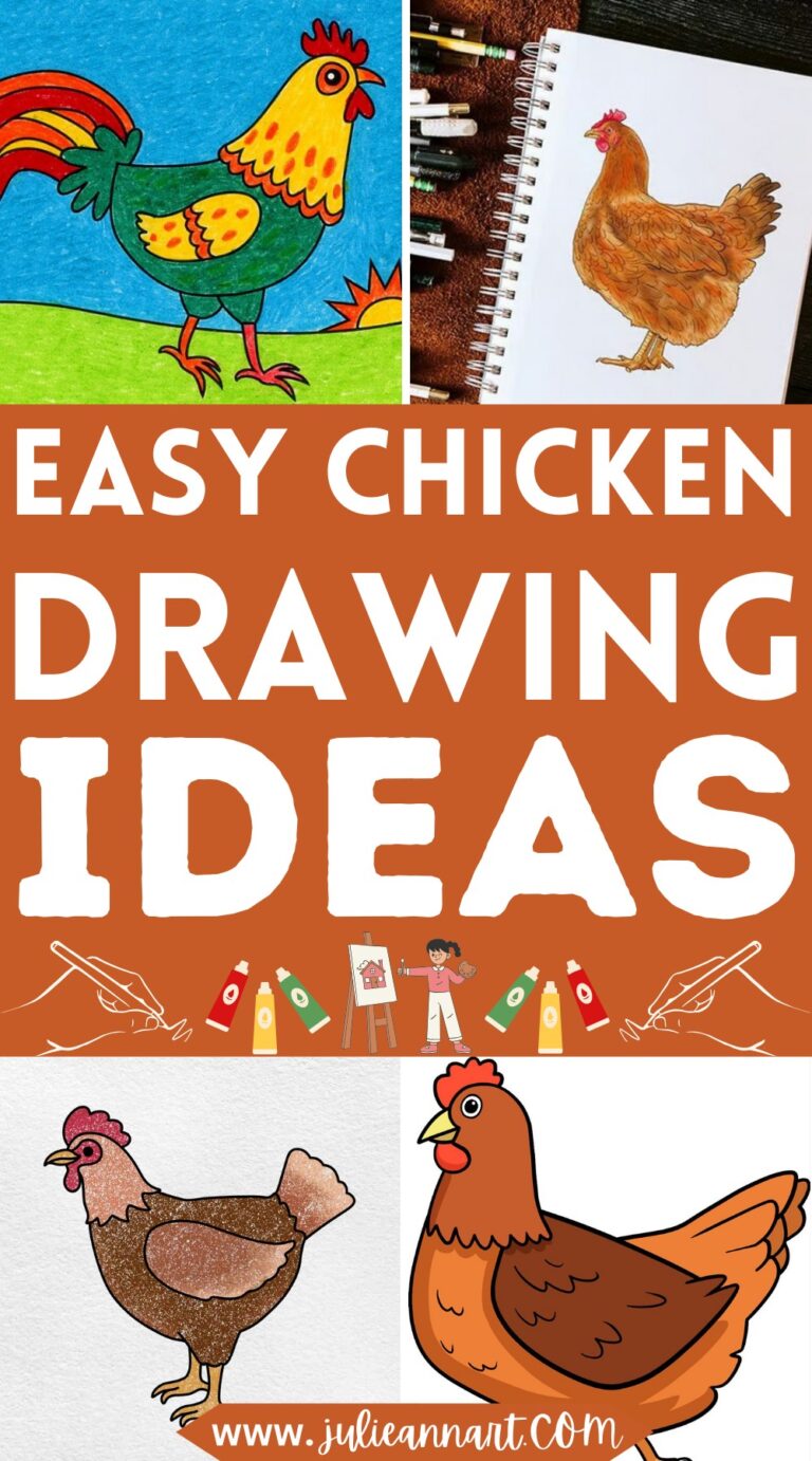 18 Easy Chicken Drawing Ideas - How To Draw Hen - Julie Ann Art