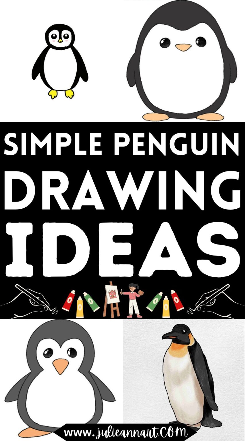 16 Simple Penguin Drawing Ideas With Step by Step Guides - Julie Ann Art