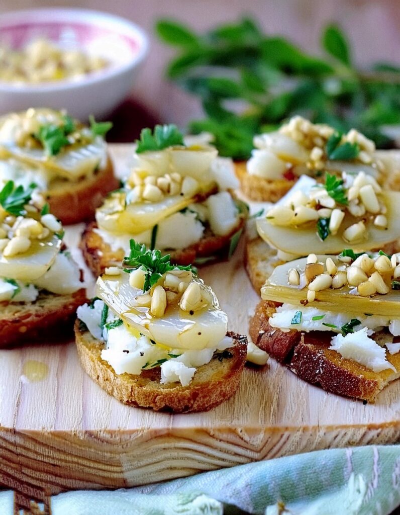 Crostini With Caramelized Pears In Brandy, Brie And Hazelnuts - Julie ...