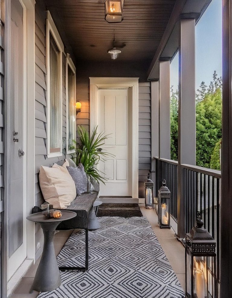 10 Easy To Adopt Narrow Front Porch Decor Ideas - Julie Ann Art